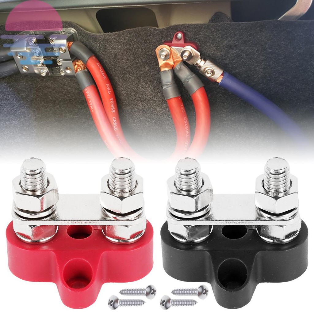 2Pcs Bus Bar Terminal Block 5/16inch M8 DC 48V Power Junction Block Power Distribution Block ...