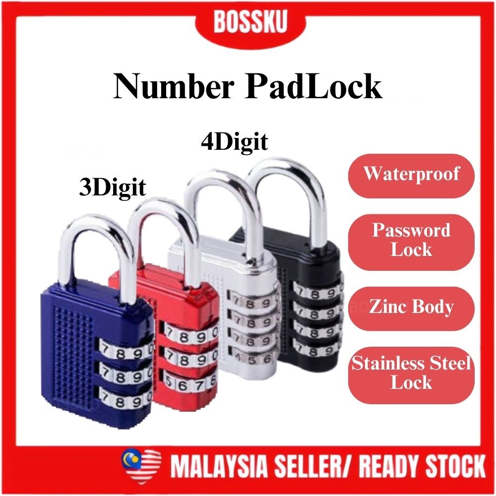 3/4 Digit Number padlock password Resettable Password small Portable ...