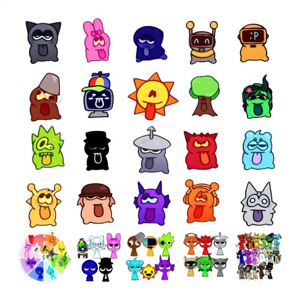 Spranky Stickers Sprunki Rhythm Box 55 Piece Set Cute Anime Character ...