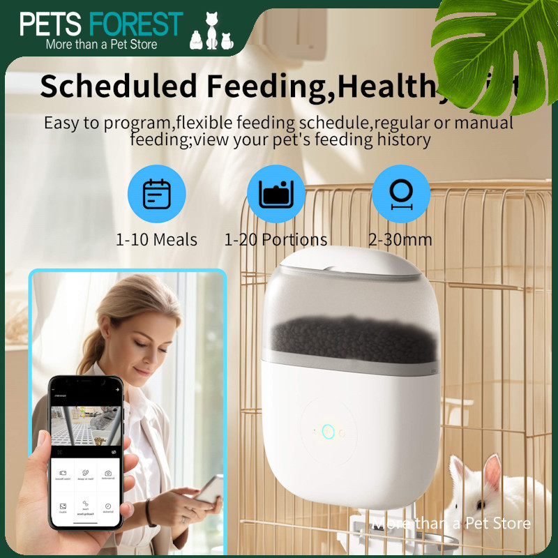 【Pets Forest】1.8L Smart Automatic Rabbit Feeder with HD Camera |App ...