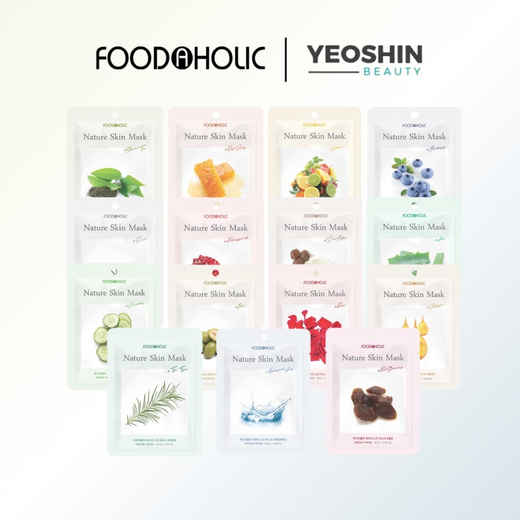 FOODAHOLIC Nature Skin Mask Pack /Sheet Mask 10Pcs- 16Types | Shopee ...