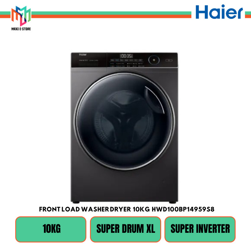 Haier HWD100-B14959S8 Front Load Washer Dryer Super Inverter 10KG ...
