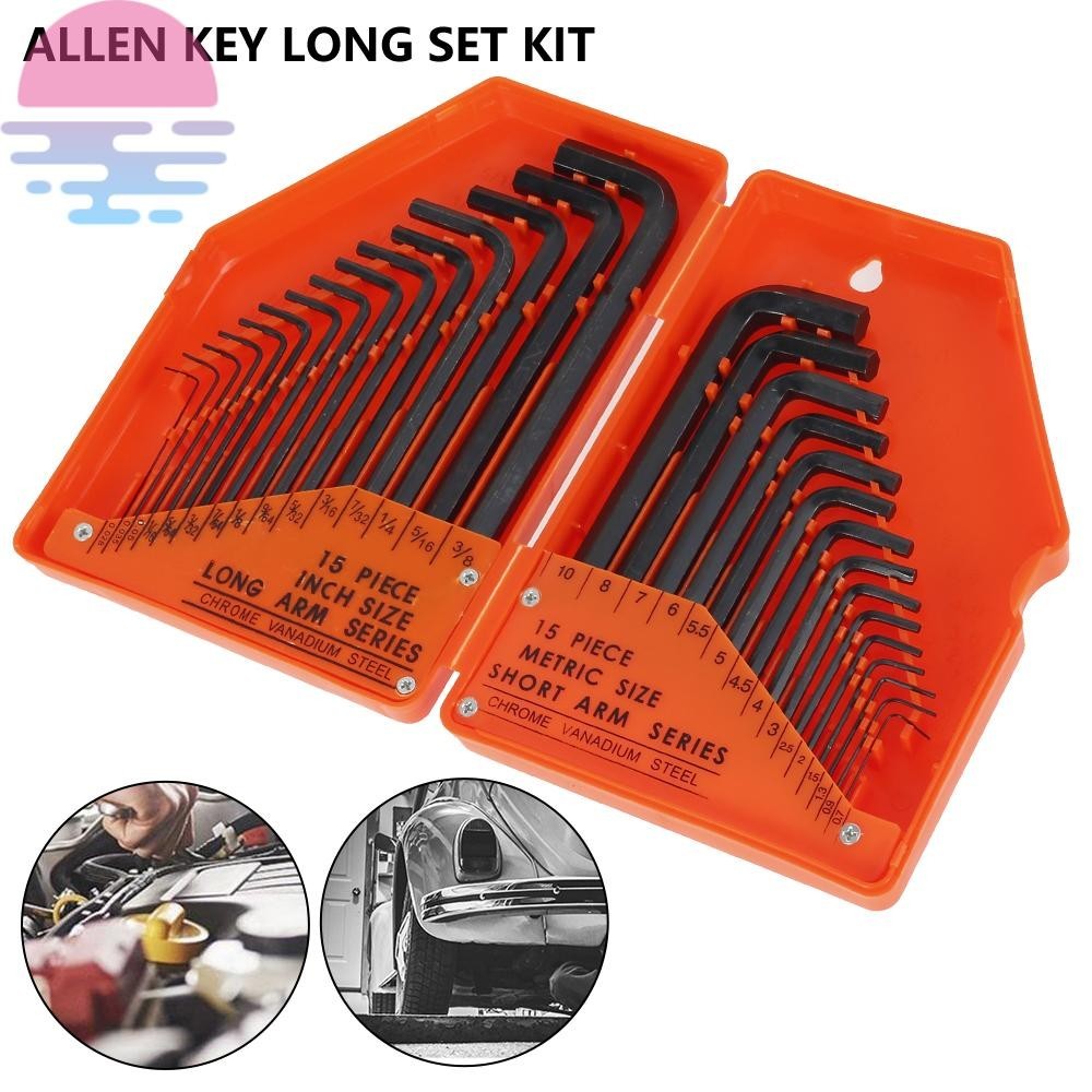 Metric Imperial Allen Wrench Set L Shape Ball End Hex Key Bike Repair ...