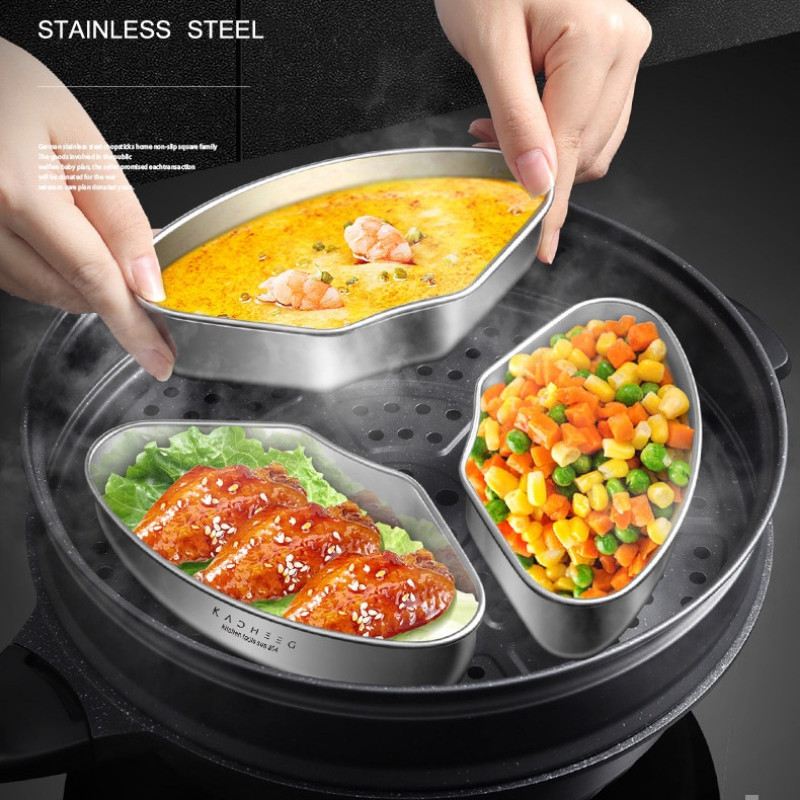 【5PCS/set】304 Stainless Steel Fan-shaped Steamer Box Household Children ...