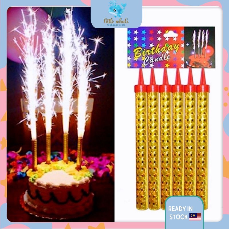 🐳6pcs Fire Spark Candle Birthday Lilin Api Firework Candle 烟花直筒生日蜡烛 ...