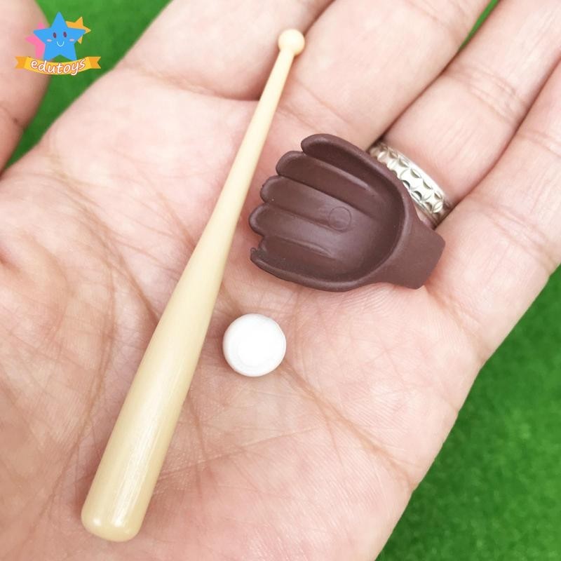 [Edstars] 3pcs Cute Miniature Baseball Glove & Ball,1:12 Scale ...