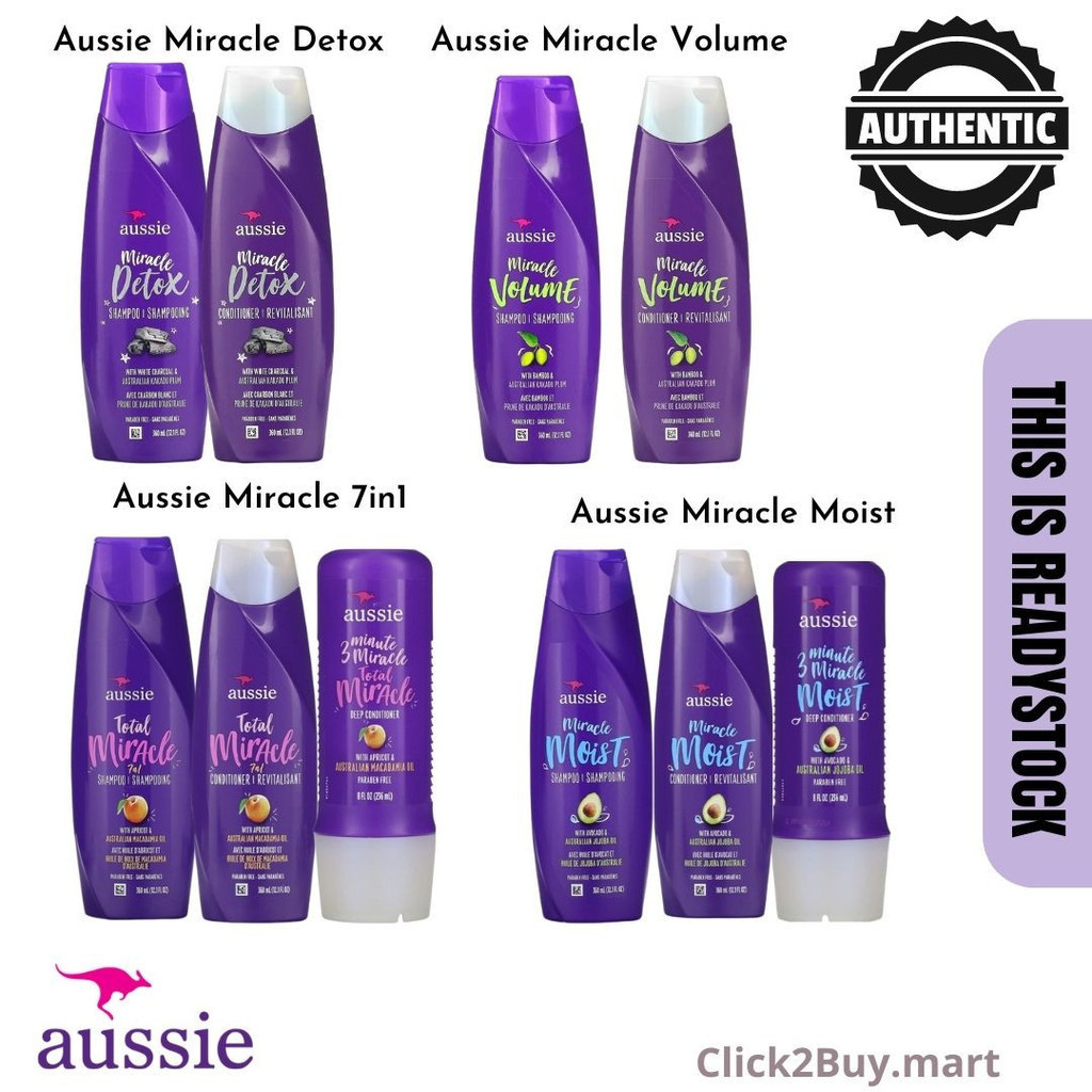 [Ready Stock]Aussie Miracle Moist Shampoo/ Aussie Detox Shampoo/ Aussie ...