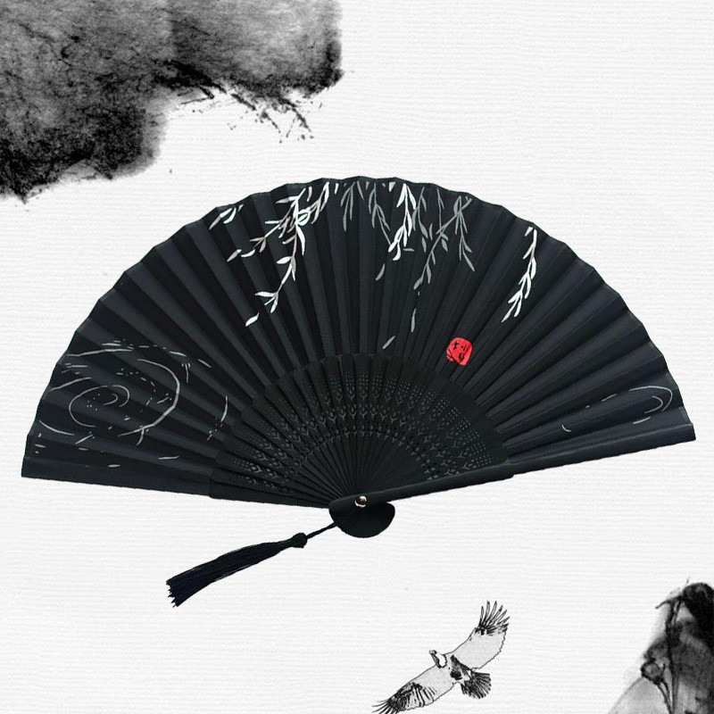 Folding fan bamboo ancient fan Hanfu Chinese style small fan a smile ...