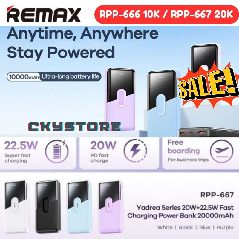 REMX Yadrea Series RPP-666 10K / RPP-667 20K Type C Input Output with Dual USB port & LED ...