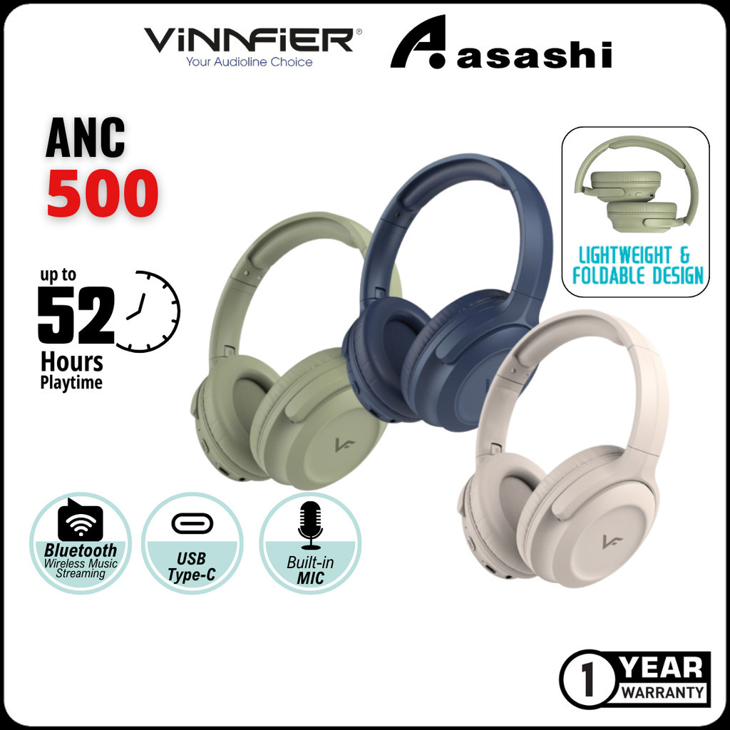 Vinnfier VF ANC 500 BT Active Noise Cancelling High Performance ...