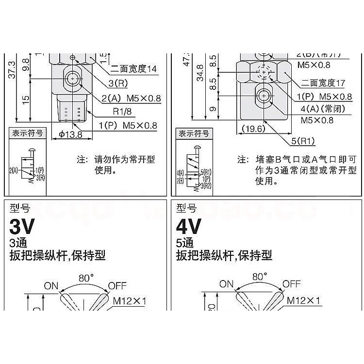 Koganei Pneumatic Mechanical Valve TAC2-41V/41P/31V/31P/2V/2P/41PP TAC-4V/4P/3V/3P/2V/2P Manual ...