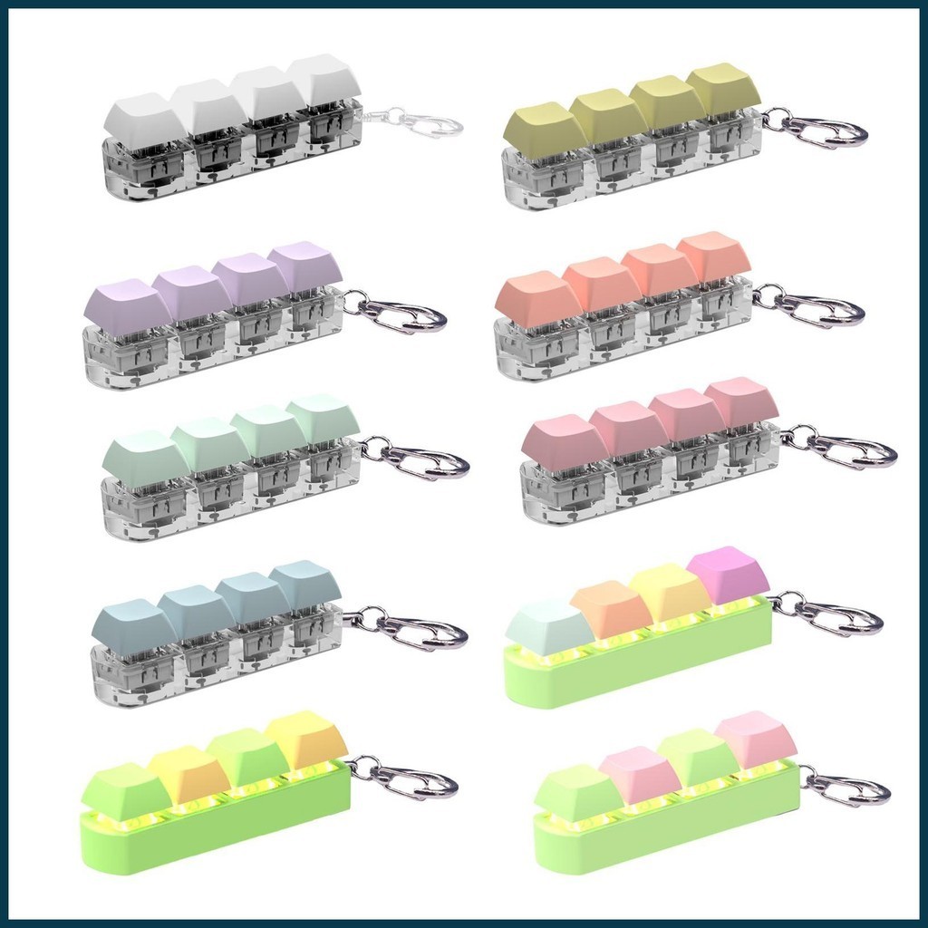 Keyboard Button Fidget Toy Clicker Keychain 4 Button Finger Keyboard
