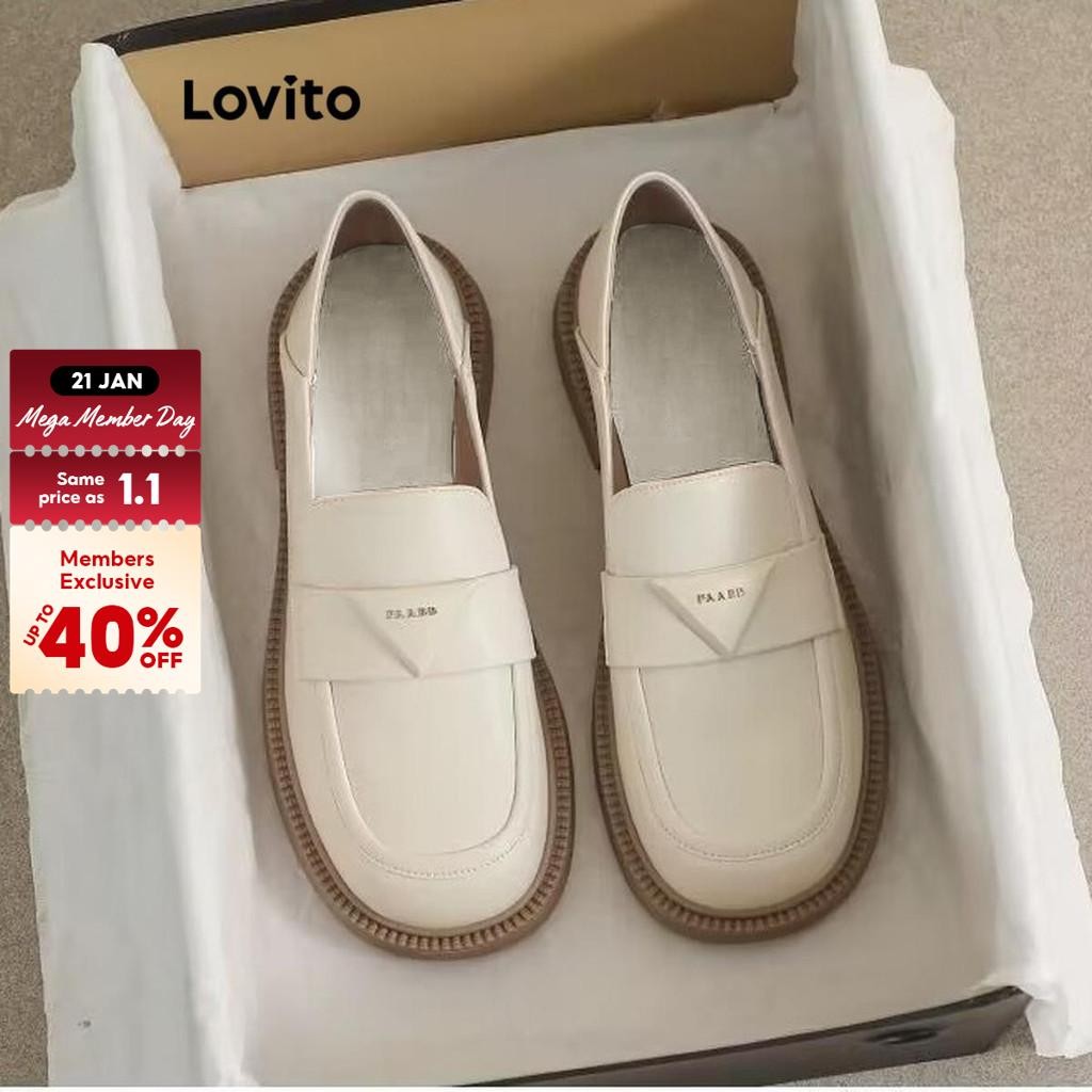 Lovito Casual Plain Metal Loafers for Women LFA43411 Lovito Sepatu ...