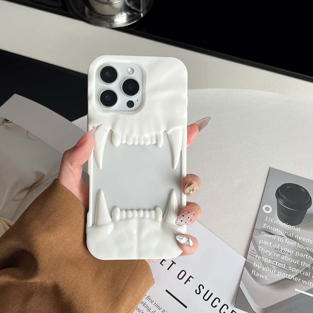 Cute cream tiger tooth phone case For iPhone 16ProMax 15ProMax 14ProMax ...