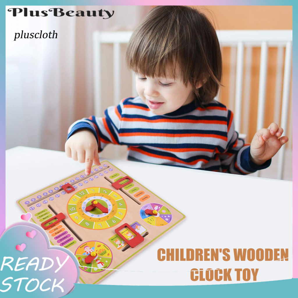 Time Learning Toy Kids Learning Clock Wooden Clock Toy for Kids Learn ...