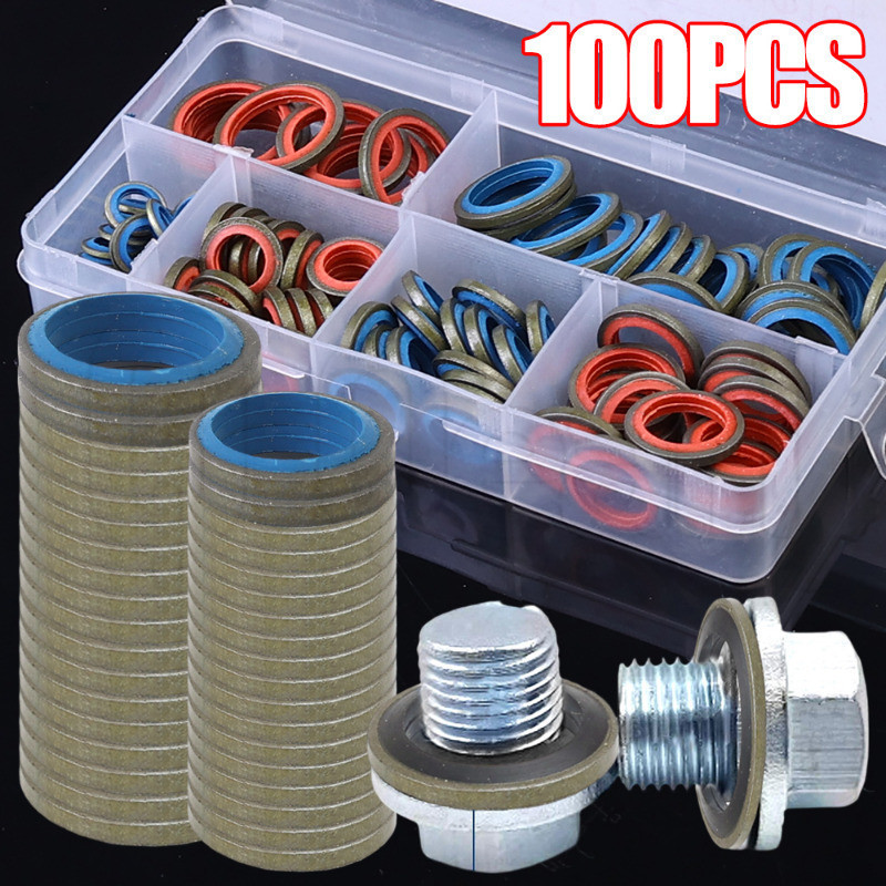 100 Pcs/Box Silicone Seal Rings Set - M6/M8/M10/M12/M14/M16 Sealing ...