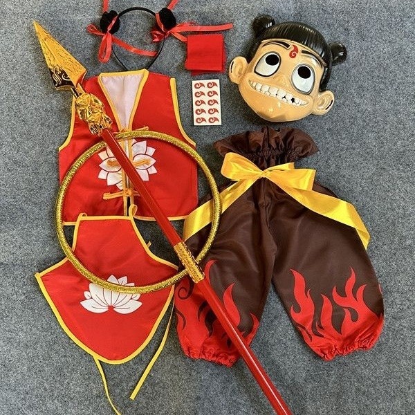 Six One Nezha Clothes Nezha Demon Boy Anime Halloween cos Full Set Boys ...