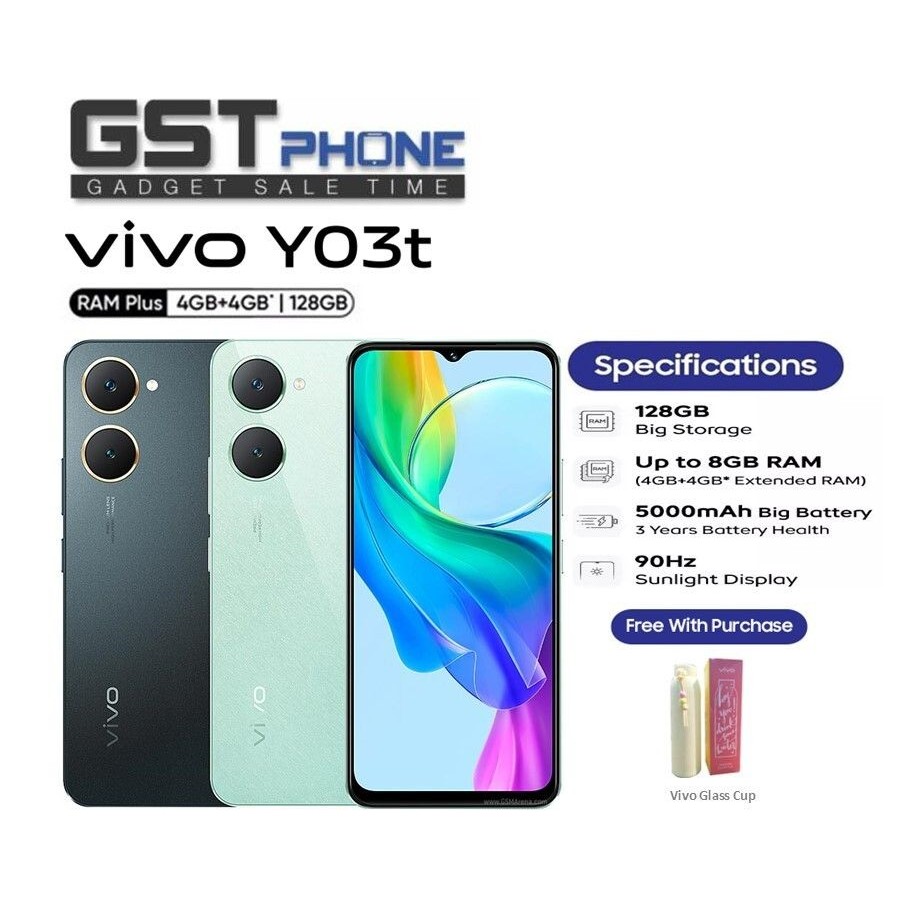 vivo Y03 (4GB+4GB Extended Ram+128GB Rom) (Original Malaysia Set) With ...