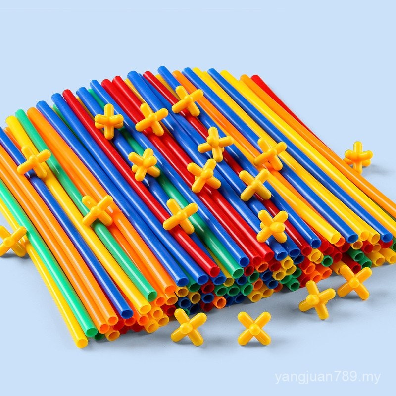 Children Educational Straw Toys Kindergarten Smart Stick Assemble House ...