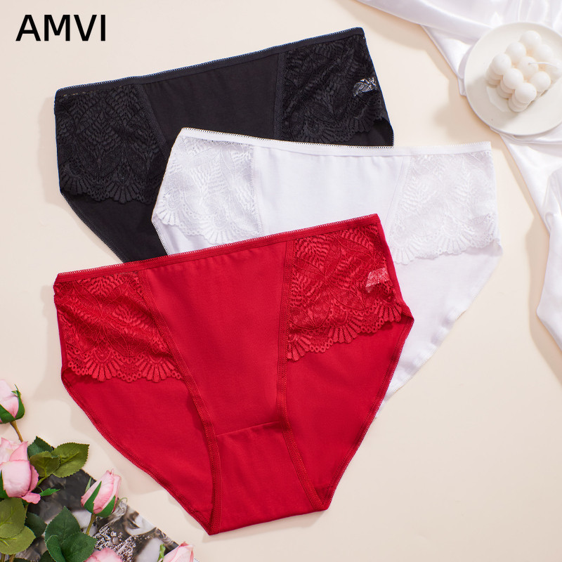 AMVI XL-XXXXL Plus Size for Women Cotton Briefs Lady Lace Panty Underpants Seamless Panties for ...