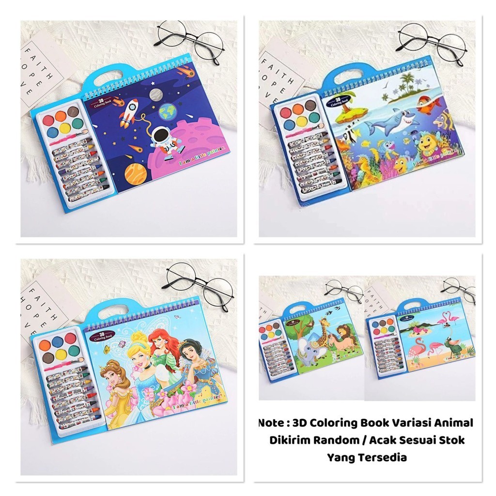 PERALATAN 3d Coloring Book/Coloring Book Equipment Set With Complete ...