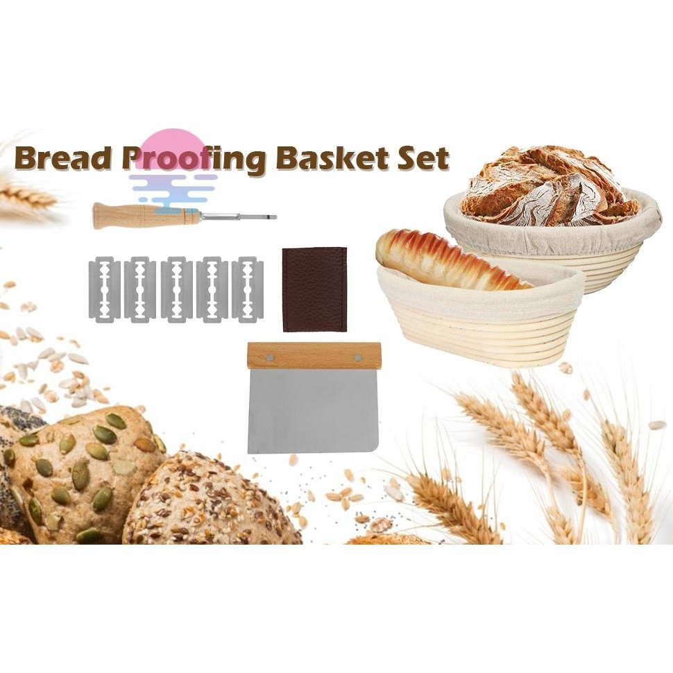 2 Pack Bread Proofing Basket Set Oval and Round Natural Rattan ...