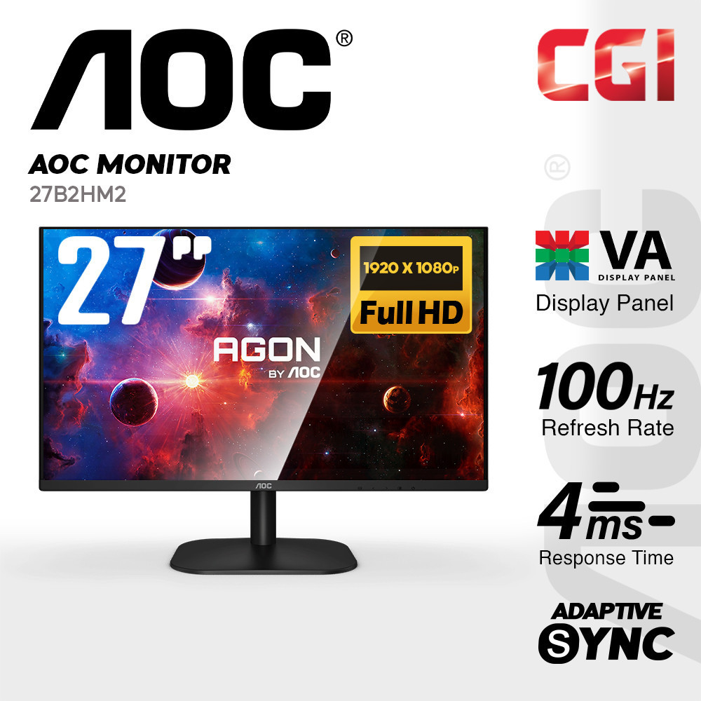 AOC 27" 27B2HM2 VA FHD Adaptive Sync 100Hz 4ms Frameless Flicker Free ...