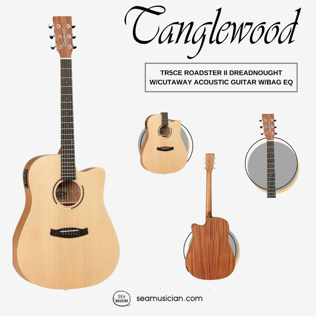 TANGLEWOOD TR5CE ROADSTER II DREADNOUGHT W/CUTAWAY ACOUSTIC GUITAR W ...