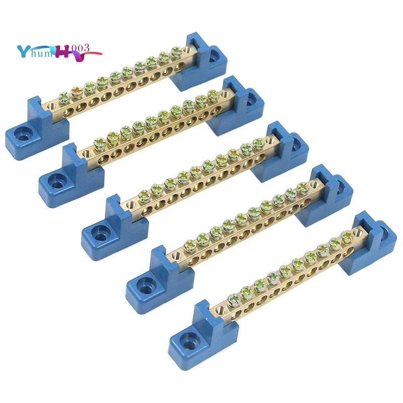 Terminal Block Blue Terminal Bus Bar 10 Positions Screw Brass Terminal ...