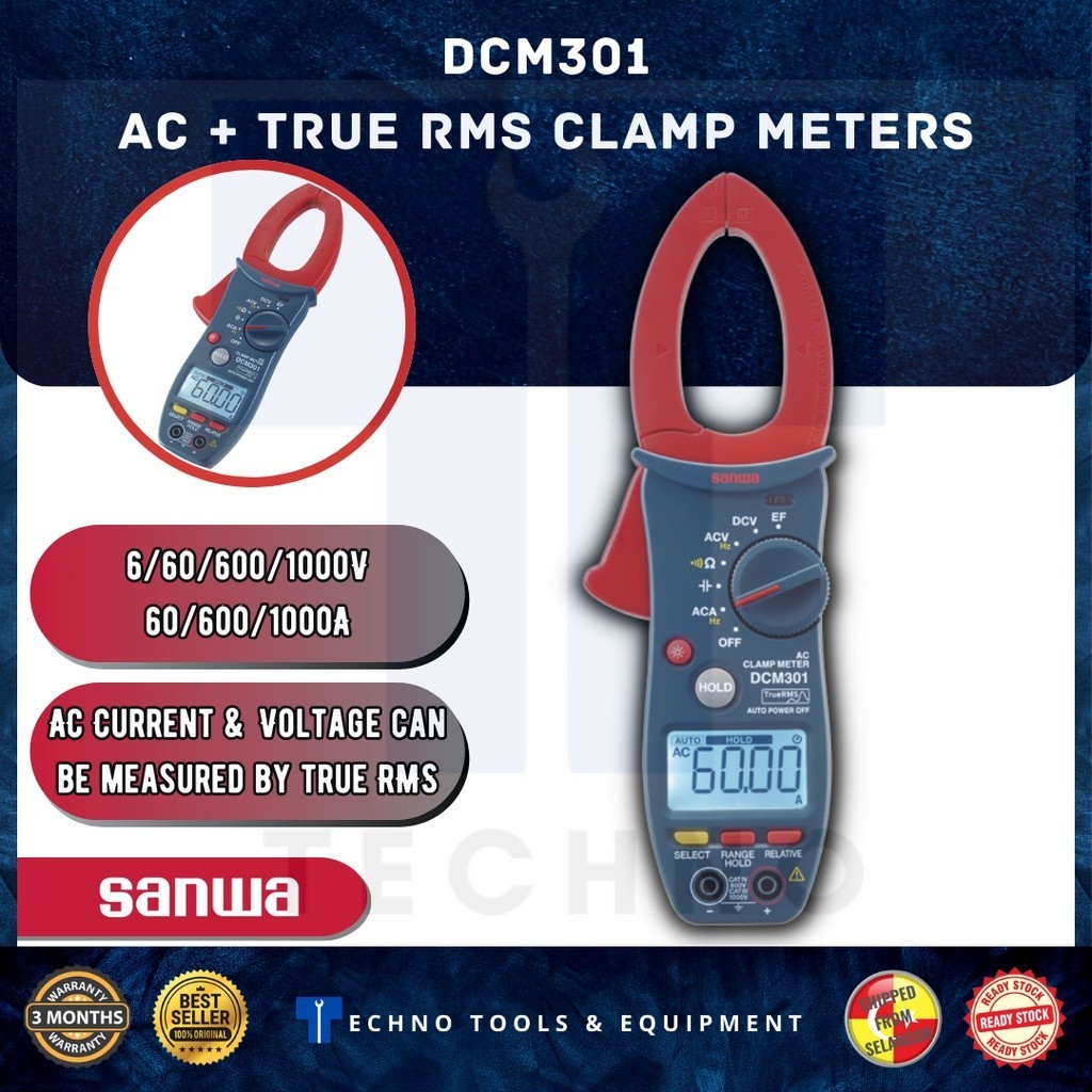 SANWA DCM301 AC + True RMS Clamp Meters 100% New & Original | Shopee ...