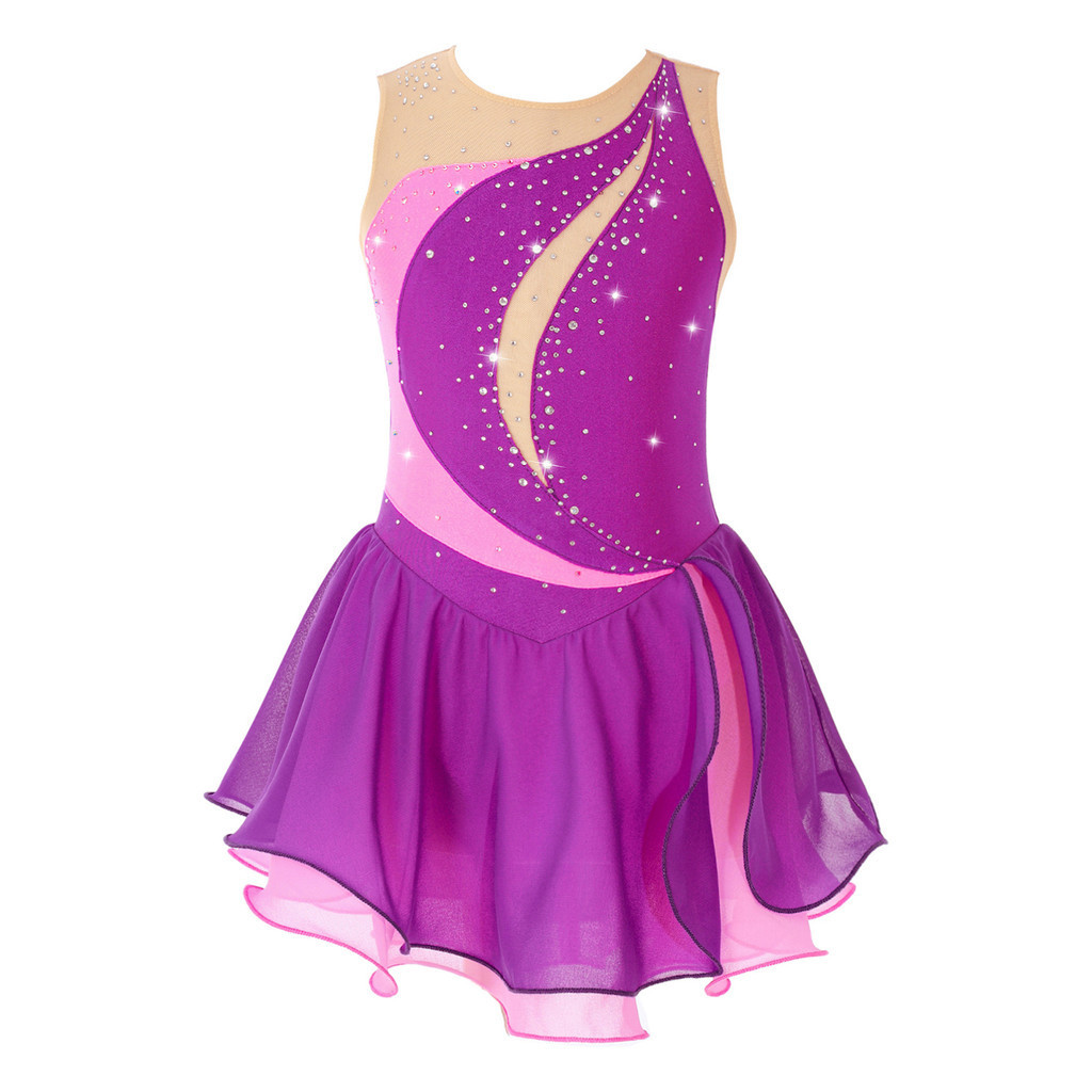 Shiny Ballet Dance Dress for Girls Gymnastic Leotard Skirt Sleeveless ...