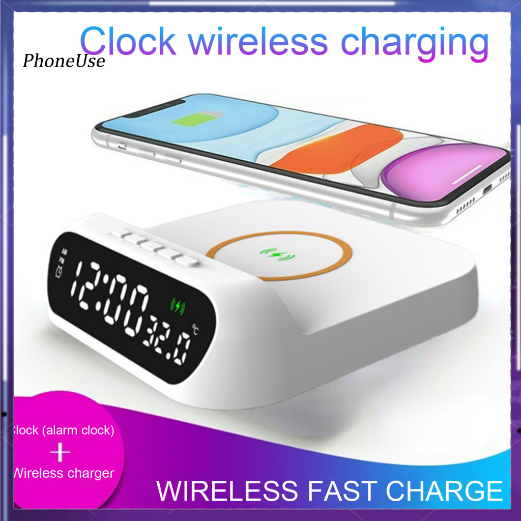 PhoneUse Phone Wireless Charger Digital Alarm Clock 15w Fast Charging 3 ...
