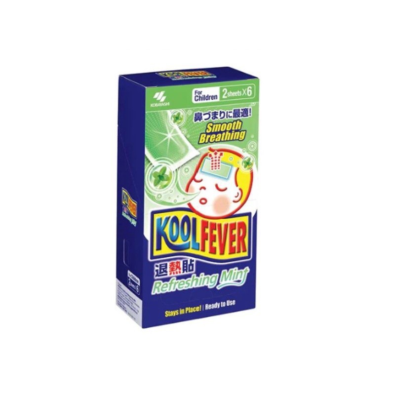 Kobayashi Kool Fever Refreshing Mint for Children 2 Sheets × 6 Piece ...