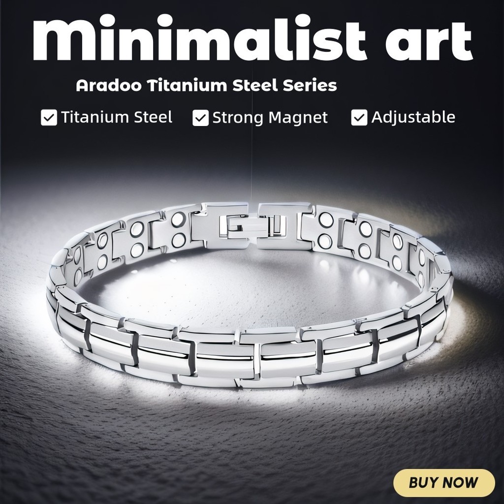 ARADOO Strong Magnetic Titanium Steel Bracelets Hematite Stainless ...