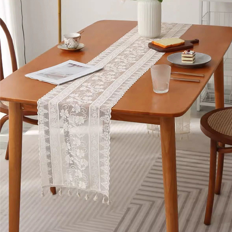 Ins Elegant Lace Design Table Runner Vintage Hollow Embroidery Design ...