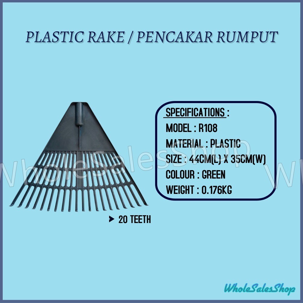 💥FAST DELIVERY💥PLASTIC RAKE PVC LAWN RAKE PENCAKAR RUMPUT PLASTIK - 20 ...