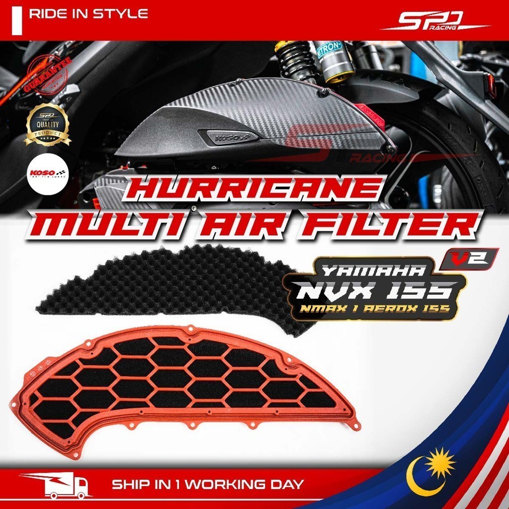 NVX V2 Hurricane Multi Air Filter KOSO ORI For Yamaha NVX 155 V2 ...