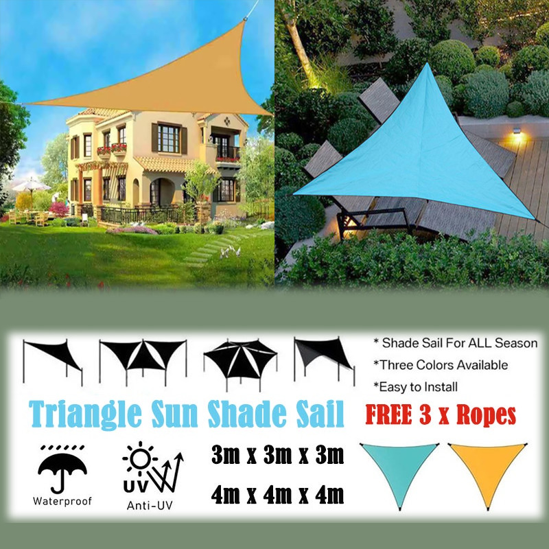 Triangle Sun Shade Sail UV Sun Shade Sail Shelter Canopy Garden Patio ...