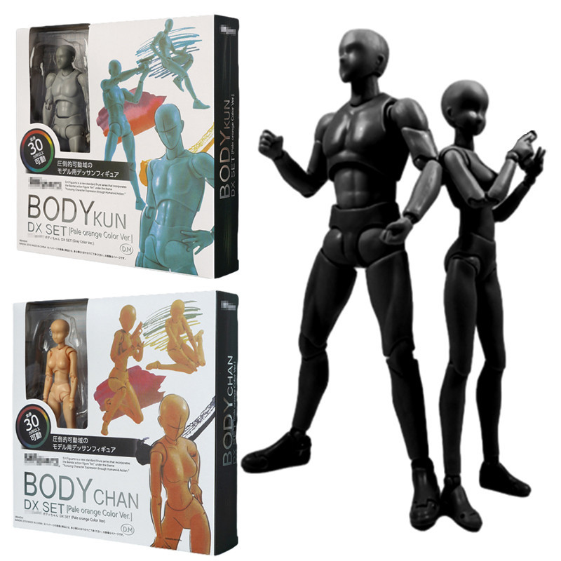 Body Chan SHF Boy and Girl Sketch Doll Art Cartoon Model Movable Joint ...