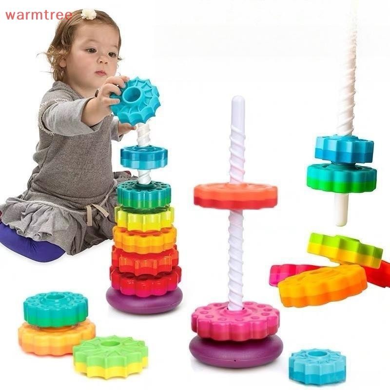 (warmtree) Rainbow Turret Stacking Color Nesting Ring 1-3 Years Old ...