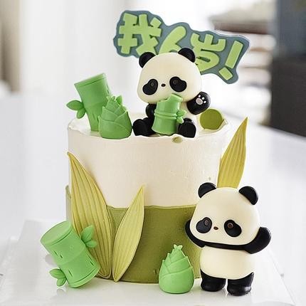 [Ready Stock] Rubber Panda Bamboo Cake Topper Cake Decoration 软胶熊猫 竹子 ...