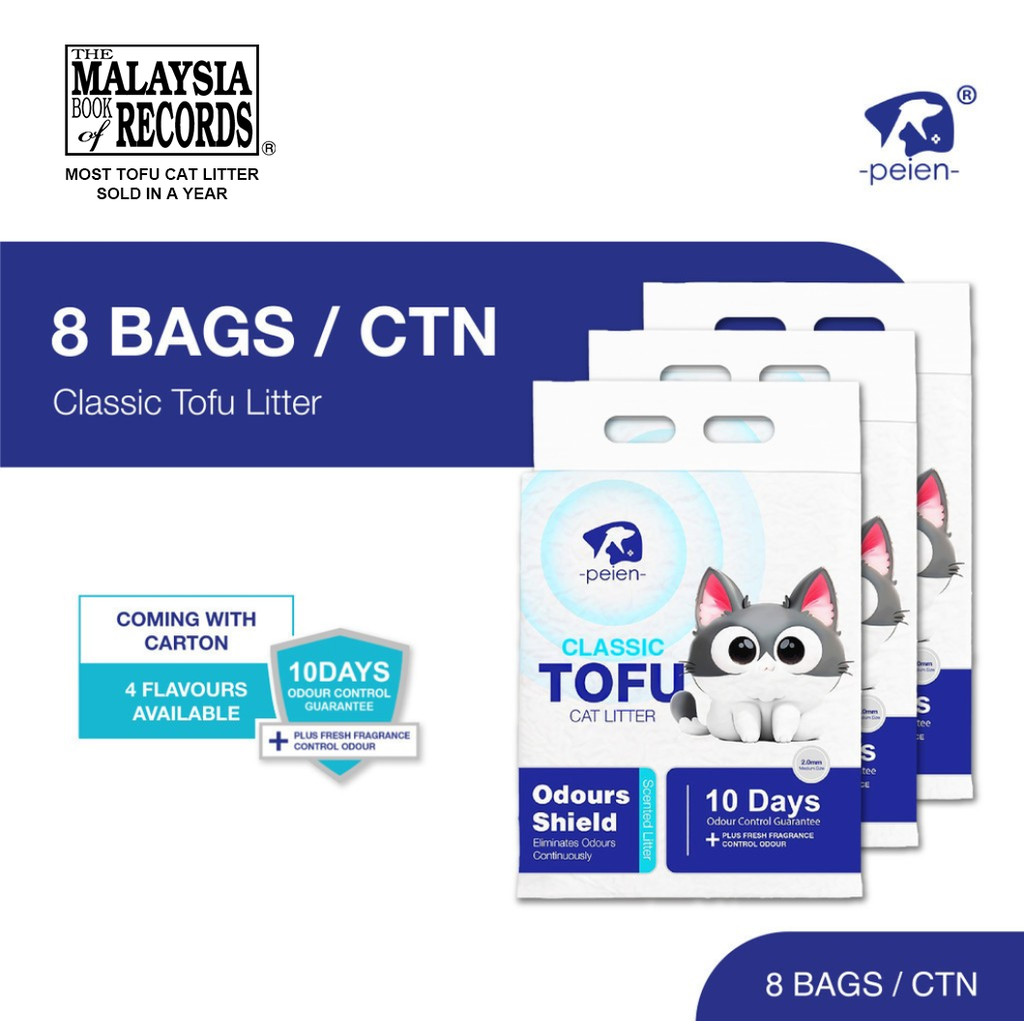 Pasir Kucing Tofu 7L【Classic Tofu】1 CTN/8 Bags - 7L/2.4kg PEIEN Cat ...