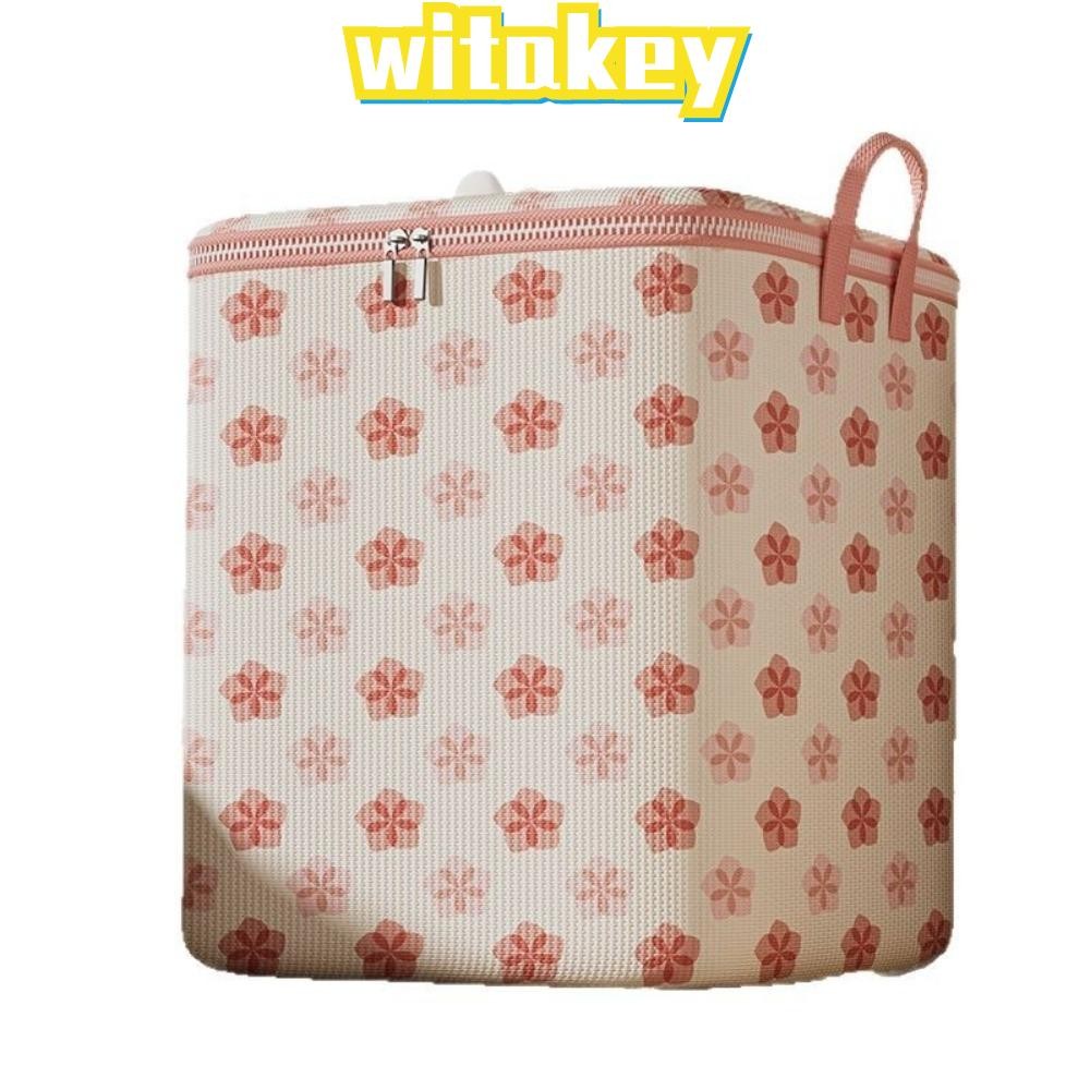 WITAKEY Clothes Storage Bins, Cherry Blossom Dust-Proof Quilt Storage Bag, Large Capacity with ...