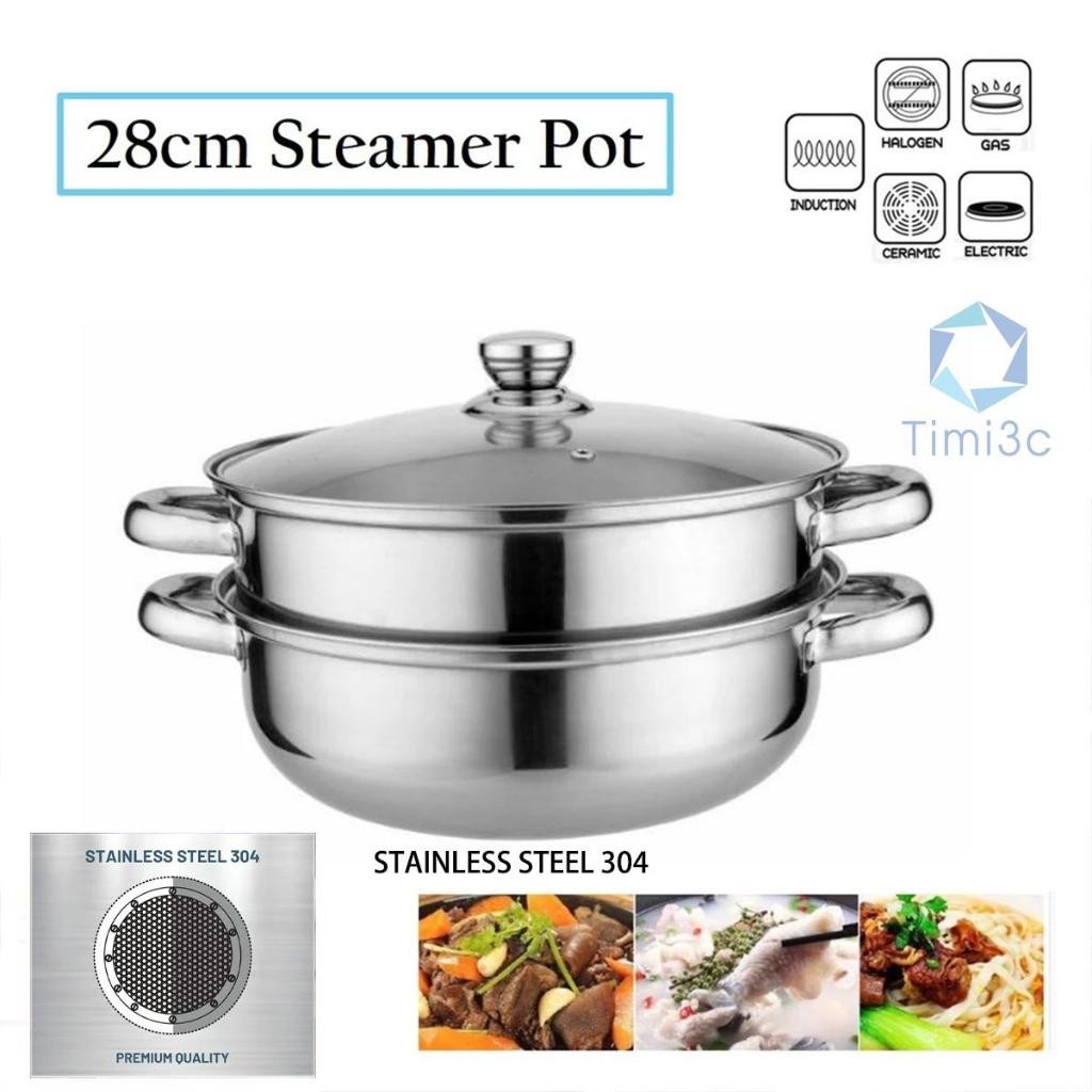 Periuk Kukus TIMI3C 28cm 2 Tingkat Stainless Steel 304 Berkualiti ...