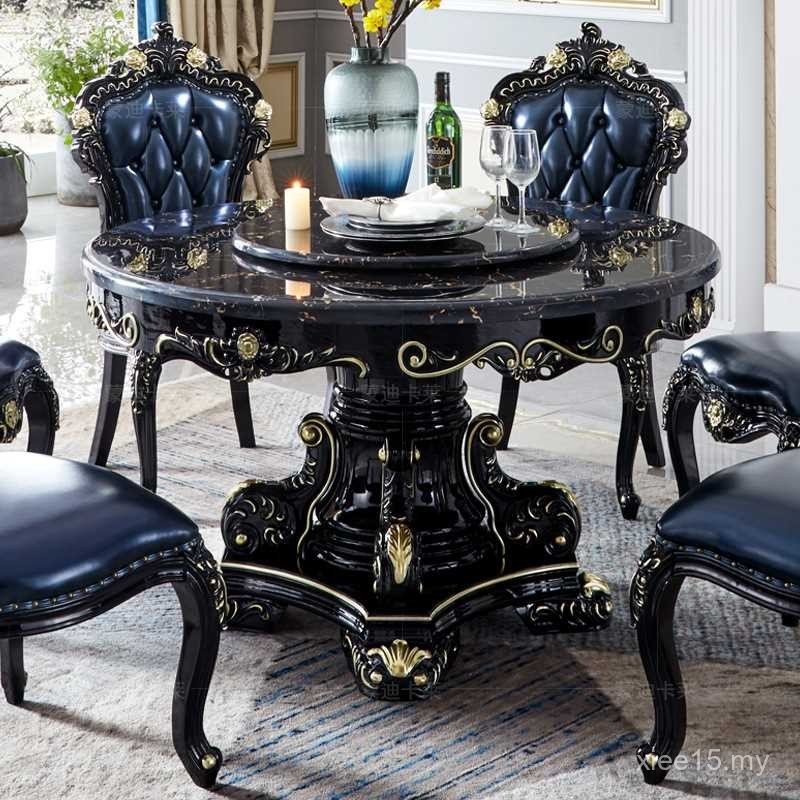European Style Dining Table Chair Combination Solid Wood Carving ...