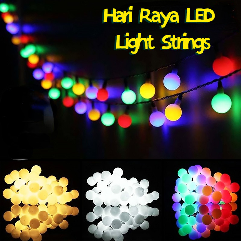 40 LED Little White Ball Light Hari Raya LED Light Strings Outdoor ...