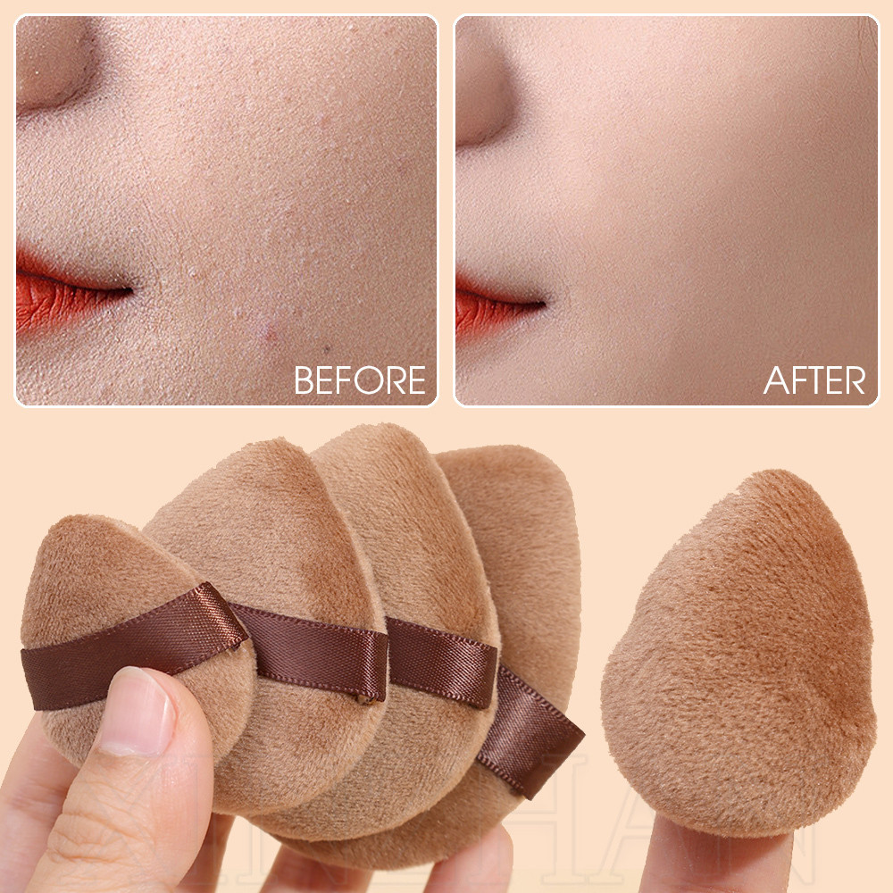 Face Eyes Contouring Shadow Powder Puff - Brown Velvet Water Drop Powder Puff - Wet And Dry Soft ...