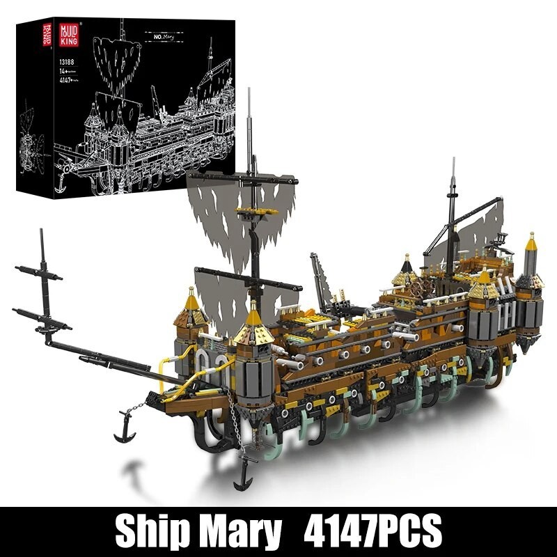 Mould King 13188 Pirates of the Caribbean Mary Pirate Ship Model ...