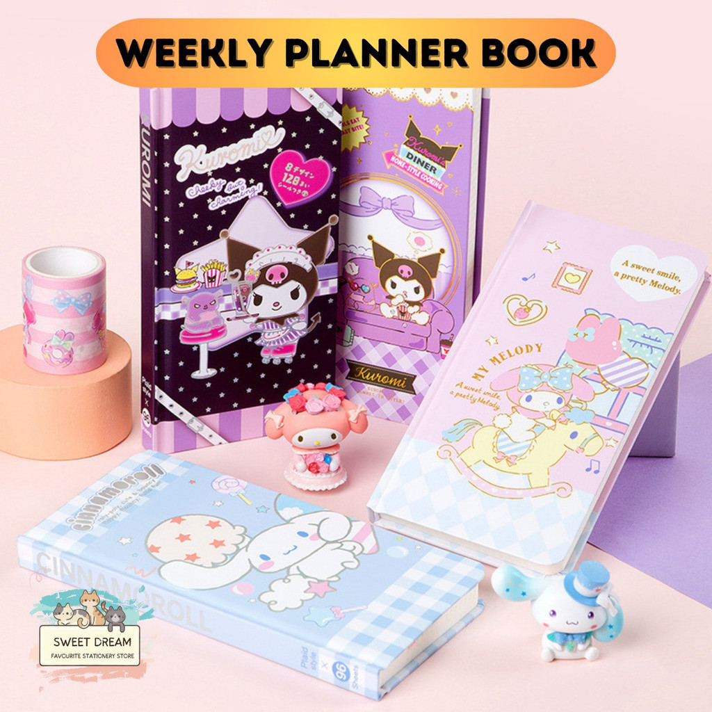 Sanrio 47732 Melody Kuromi Cinnamoroll 96 Page Weekly Planner GRID ...