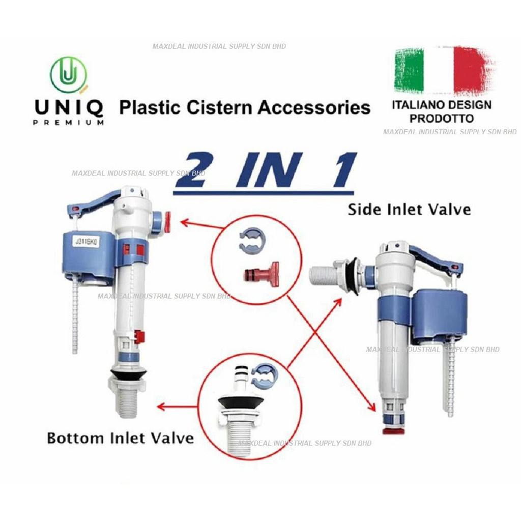 Heavy Duty UNIQ 2 In 1 Dual Inlet Valve Exchangeable Side Inlet Bottom ...